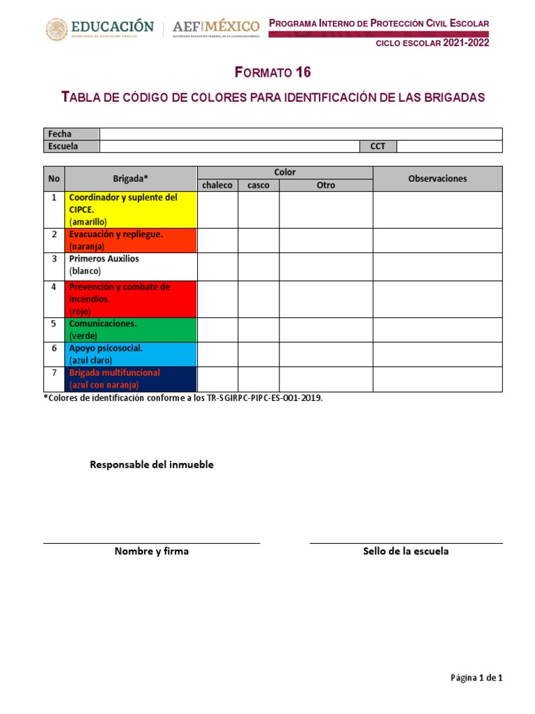 CODIGO - COLORES - BRIGADAS y Conntrol de EPP | PDF