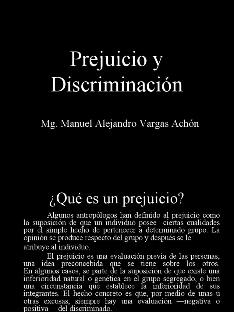 Prejuicios y Discriminación: Definición y Ejemplos | PDF | Prejuicios ...