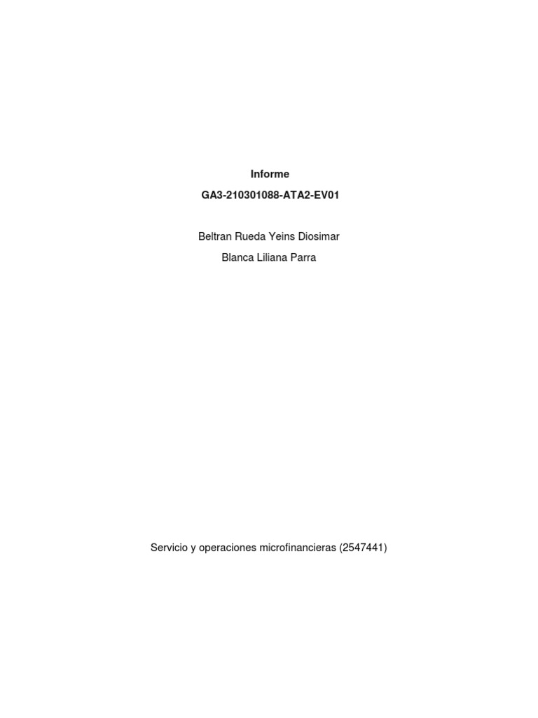 INFORMEs GA3-210301088-ATA2-EV01. | PDF | Microcrédito | Economias