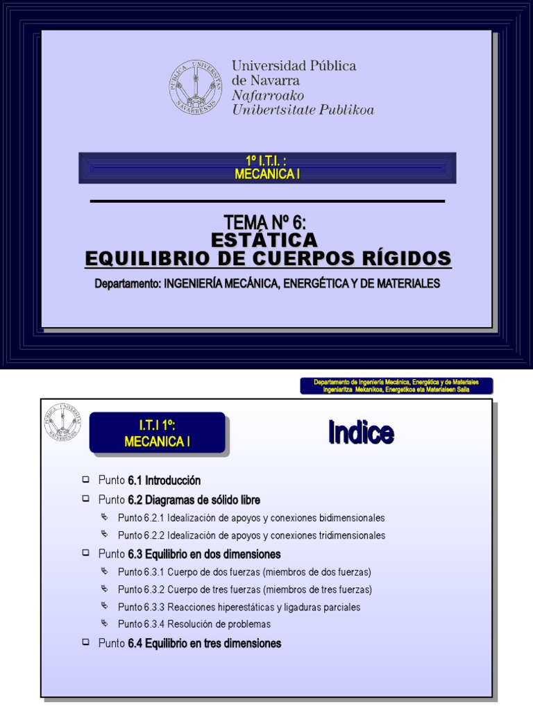 Tema 06 Equilibrio de Cuerpos Rigidos | PDF | Rodamiento (Mecánico) | Ecuaciones