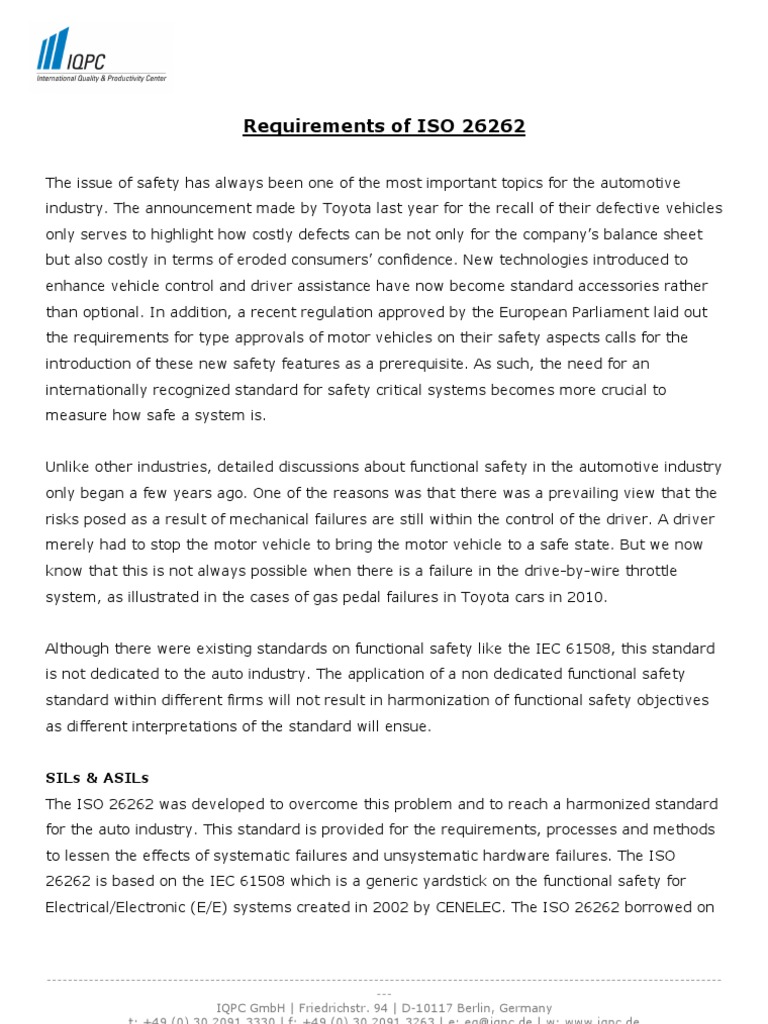 Requirements Of Iso 26262 Pdf Prevention Engineering