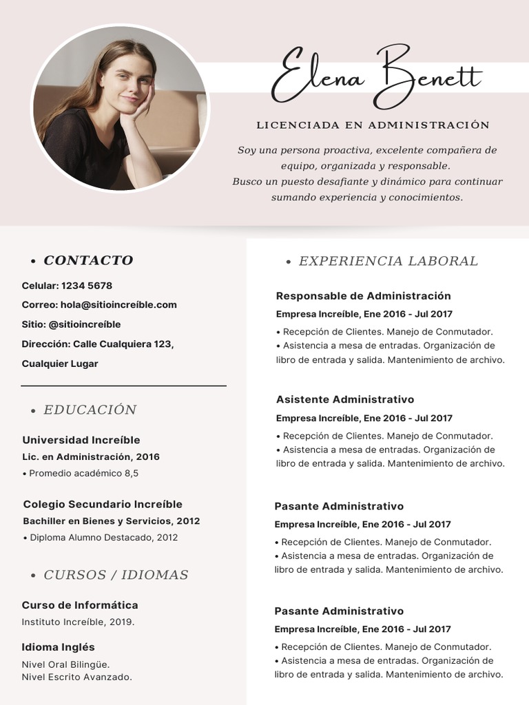 Ejemplo de CV Lic en Administracion | PDF