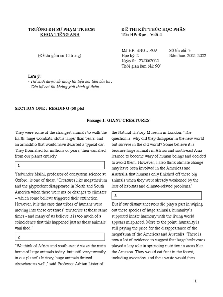 7g00-De Thi Doc - Viet 4 - 27062022 | PDF | Theory | Developmental Psychology