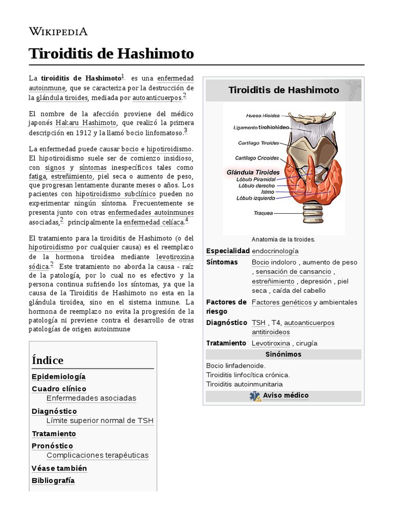 Tiroiditis de Hashimoto | PDF | Hipotiroidismo | Medicina CLINICA