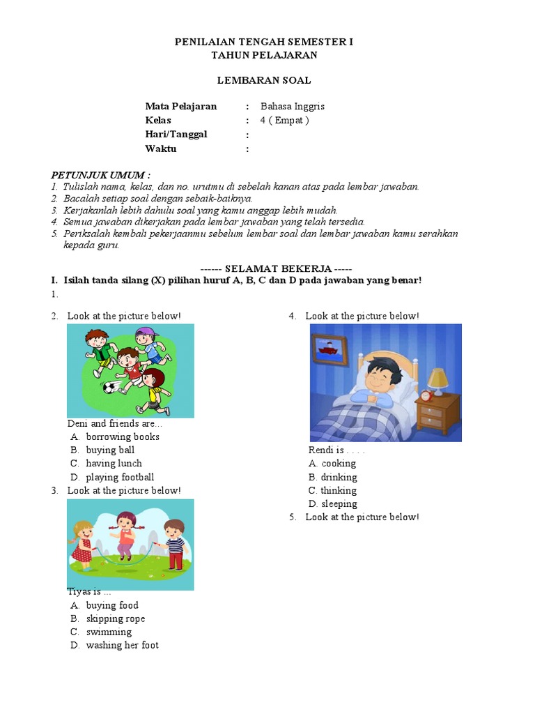 Soal Bahasa Inggris PTS Kurikulum Merdeka | PDF