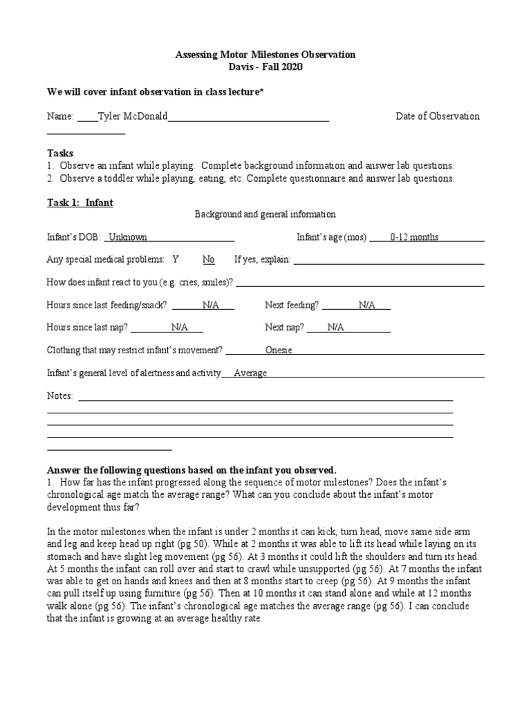 Ped 201 Toddler Observation Lab | PDF