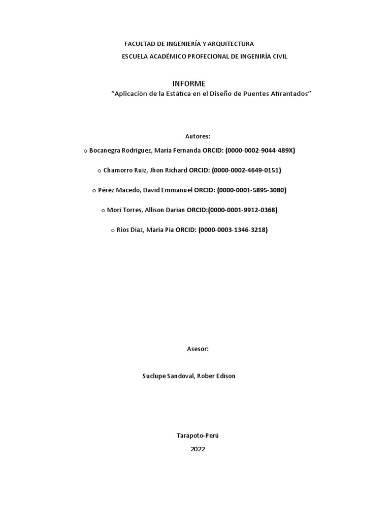 Informe de Estatica | PDF | Puente | Resistencia a la tracción