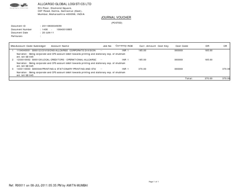 Journal Voucher | PDF
