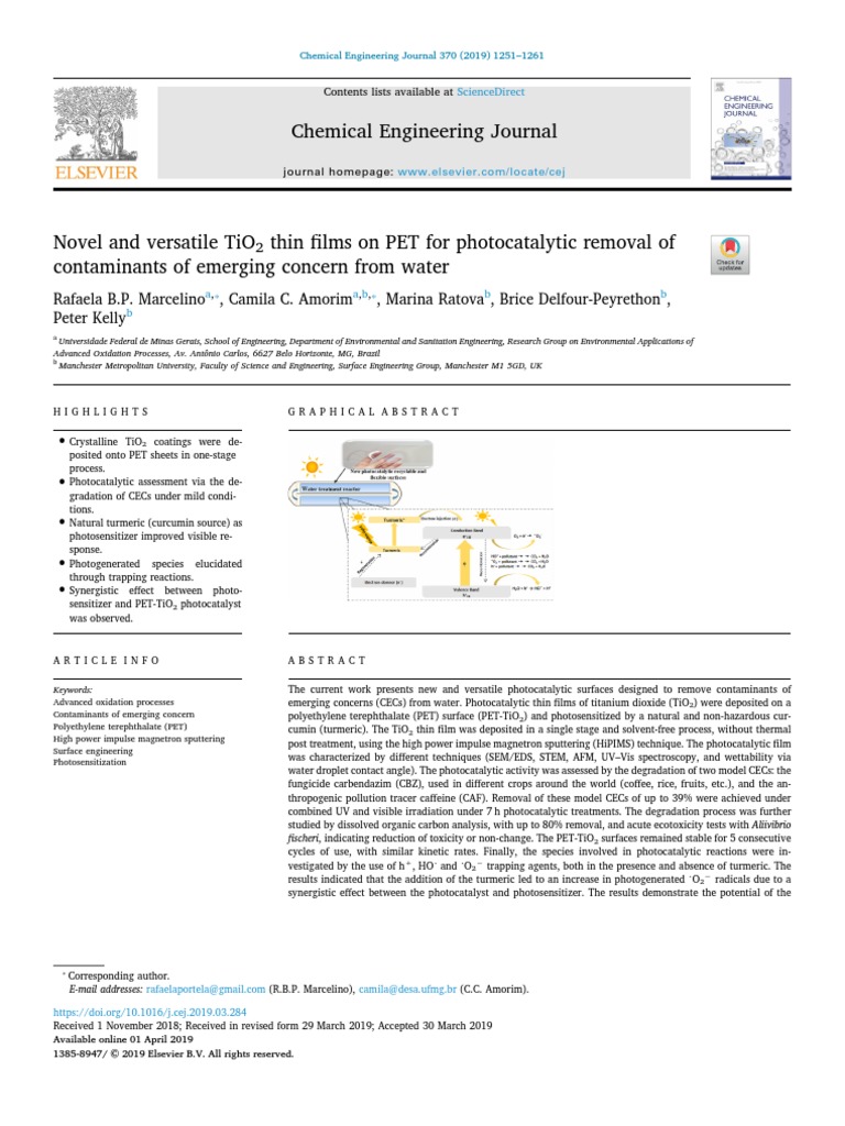 1 s2.0 S1385894719307569 Main | PDF | Titanium Dioxide | Electron ...