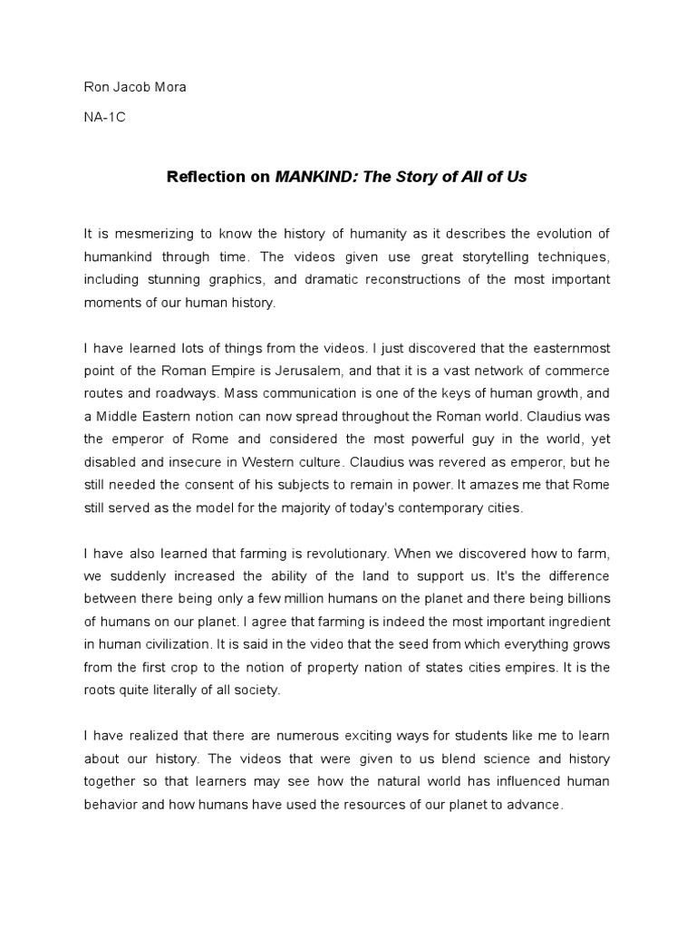 Reflection On MANKIND - The Story of All of Us 1 | PDF | History