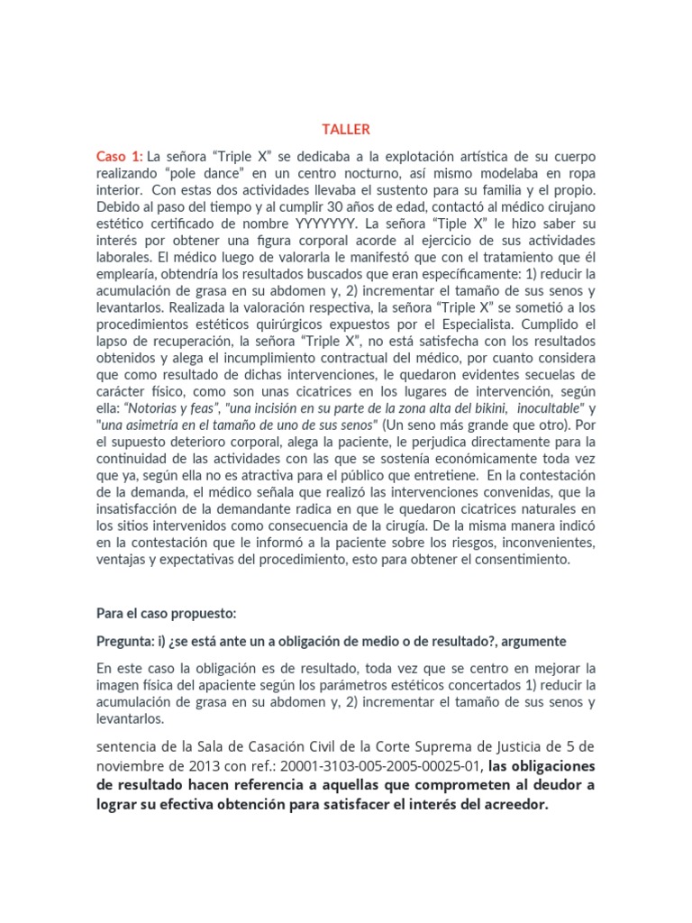 TALLER | Descargar gratis PDF | Daños y perjuicios | Causalidad (Ley)