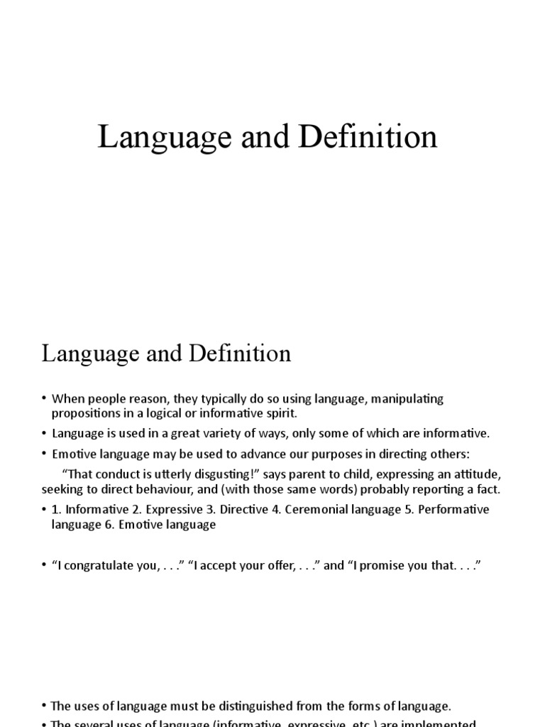 Language and Definition | PDF | Definition | Sentence (Linguistics)