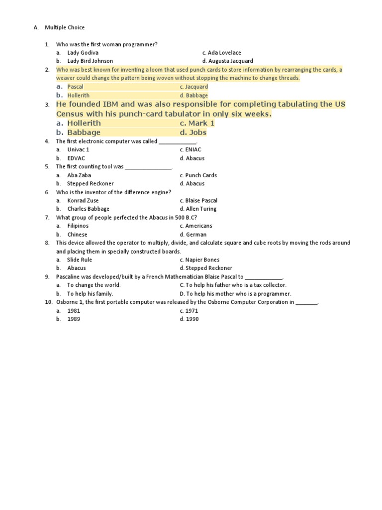 Ada Lovelace Quiz Questions | PDF