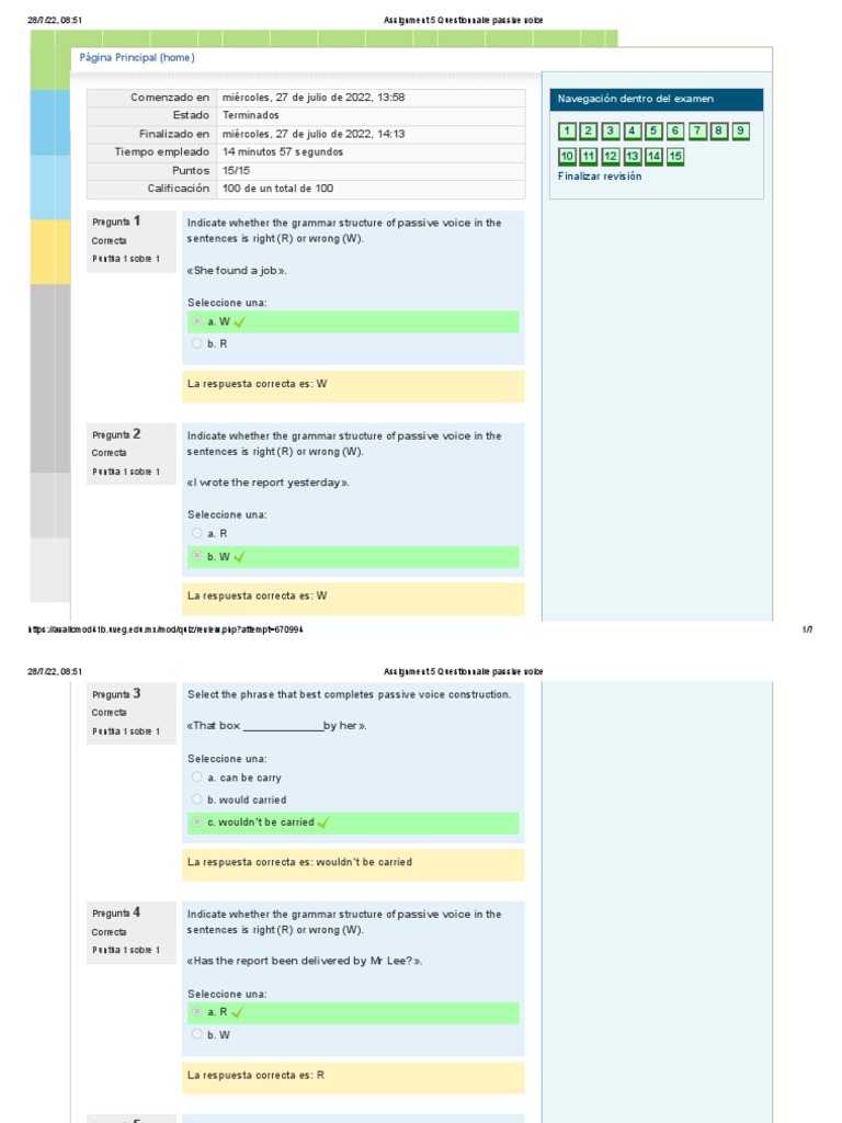 Assignment 5 Questionnaire Passive Voice | PDF | Linguistics | Grammar