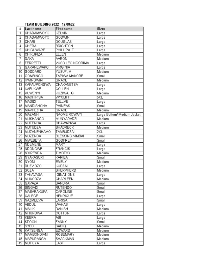 Team Building Staff List EH & CST | PDF