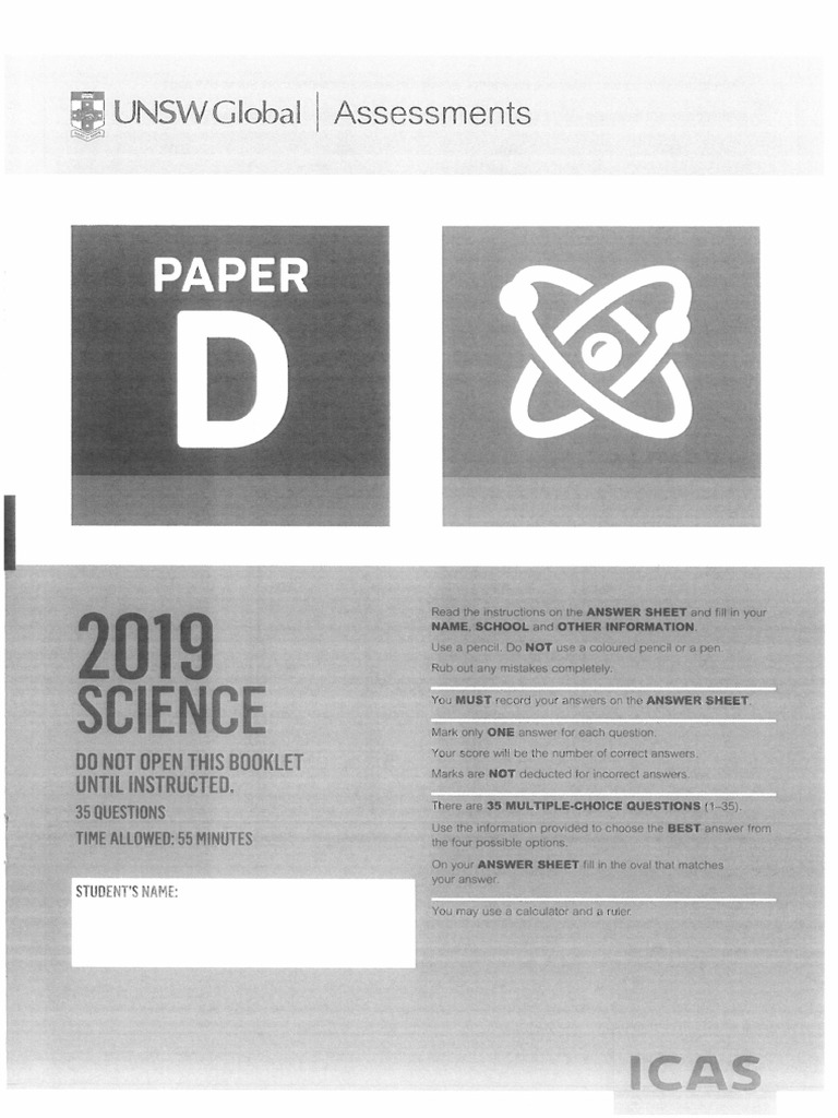 ICAS - Science - Paper D - 2019 | PDF