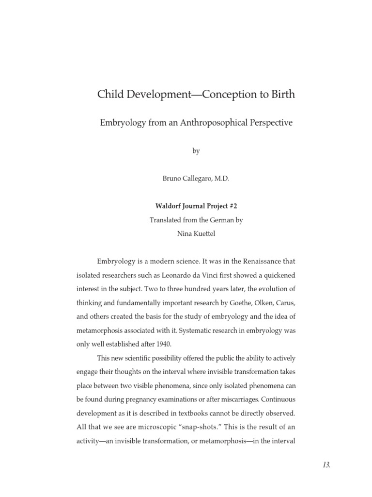 Child Development - Conception To Birth From Anthroposophical View ...