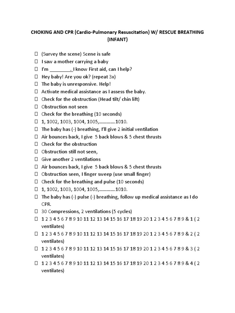 CHOKING and CPR Infant | PDF