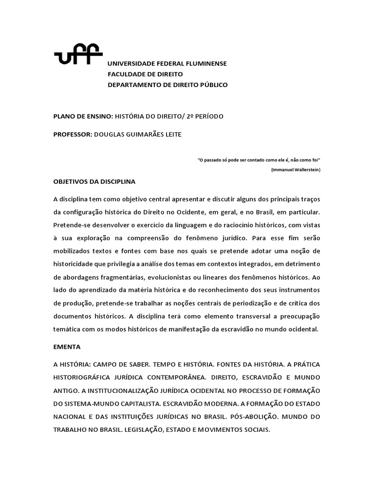 História do Direito na UFF | PDF | Brasil | Portugal
