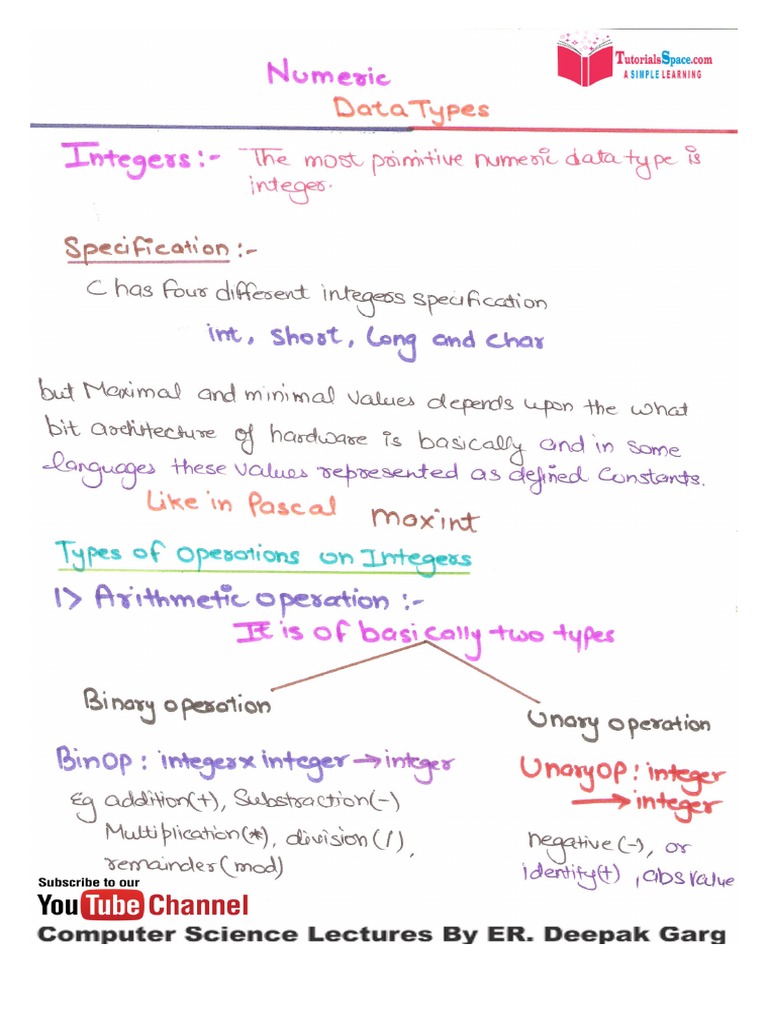 18 Numeric Data Type Integer Programming Languages Pdf