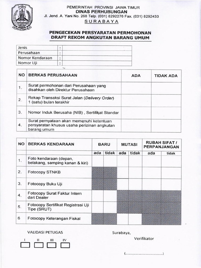 Form Rekom Angkutan Barang Umum | PDF