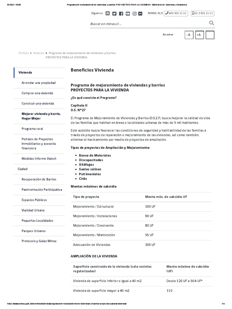 Programa de Mejoramiento de Viviendas y Barrios PROYECTOS PARA LA VIVIENDA - Ministerio de ...
