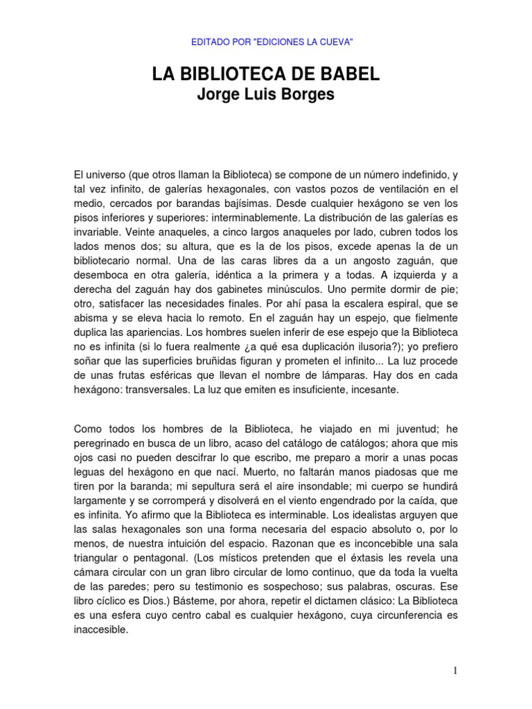 Borges Jorge - La Biblioteca de Babel | PDF