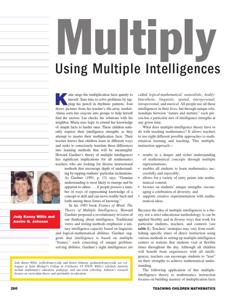 Mastering Multiplication with Multiple Intelligences | PDF | Teaching Method | Intelligence