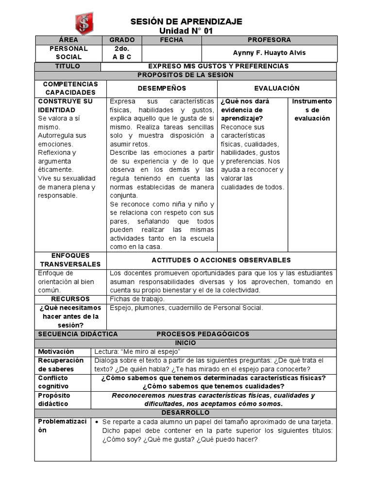 5 Sesión Mis Gustos y Preferencias | PDF | Evaluación | Aprendizaje