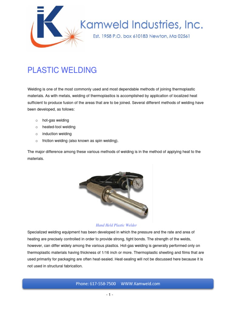 Plastic Welding Using Kamweld S Durable Welders | PDF | Welding ...