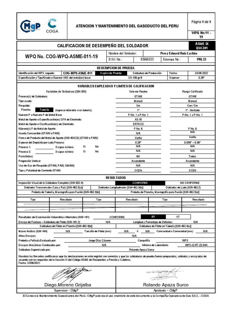 Cog WPQ Asme 011 19 Prl33 | PDF | Soldadura | Construcción
