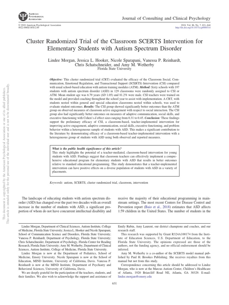 Morgan Et Al 2018.asp | PDF | Autism Spectrum | Autism