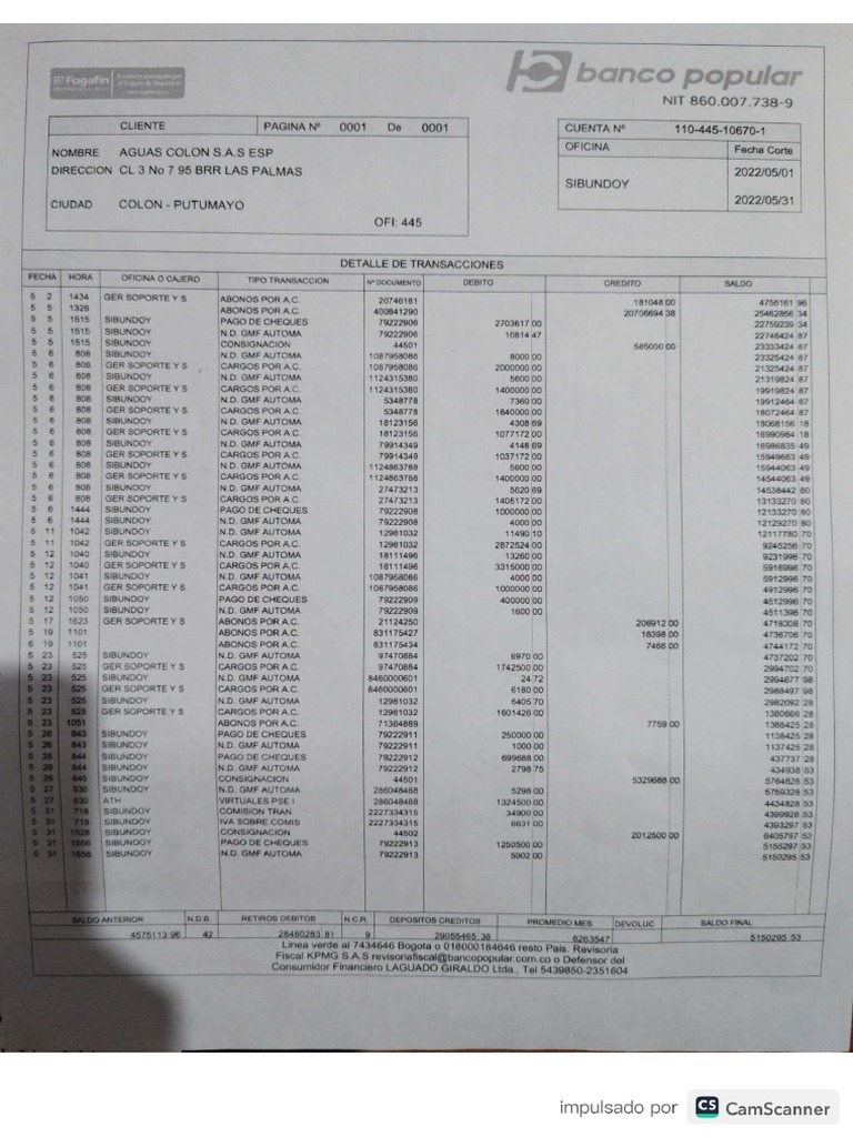 Extracto Bancario | PDF