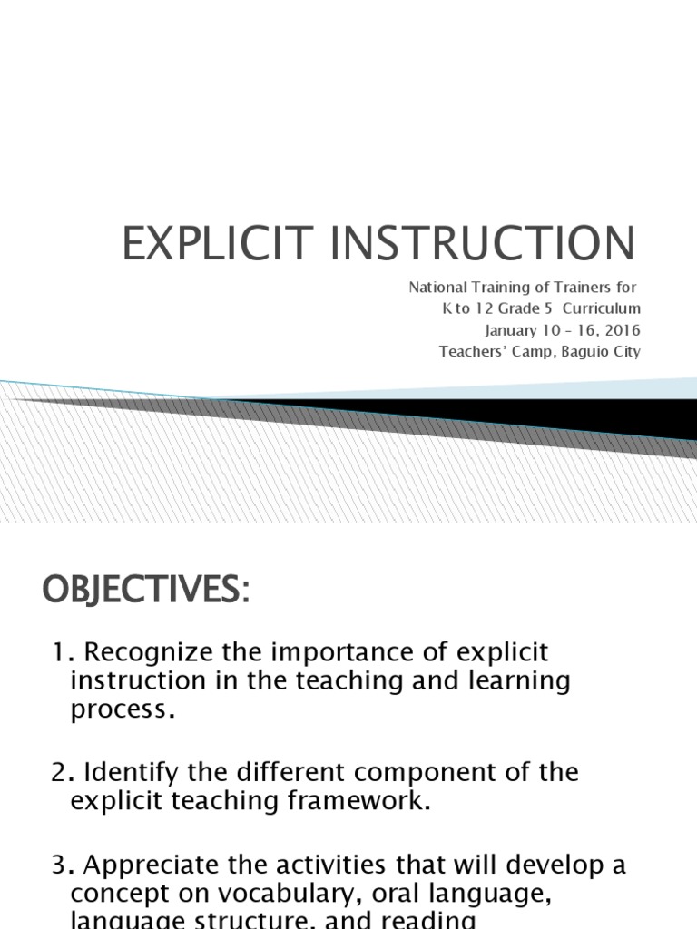 EXPLICIT INSTRUCTION NTOT Grade 5 | PDF | Teaching Method | Communication