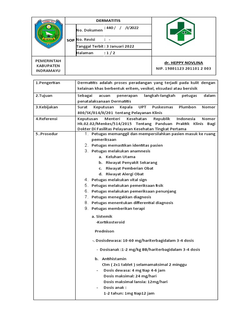 Sop Dermatitis | PDF