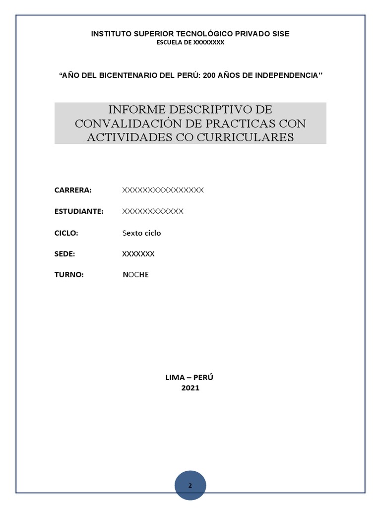 Modelo de Informe Descriptivo Por Actividades Co Curriculares | PDF ...