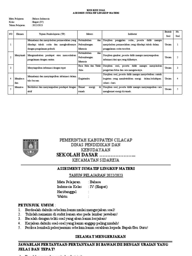 Ikm Kelas 4 Bahsa Indonesia | PDF