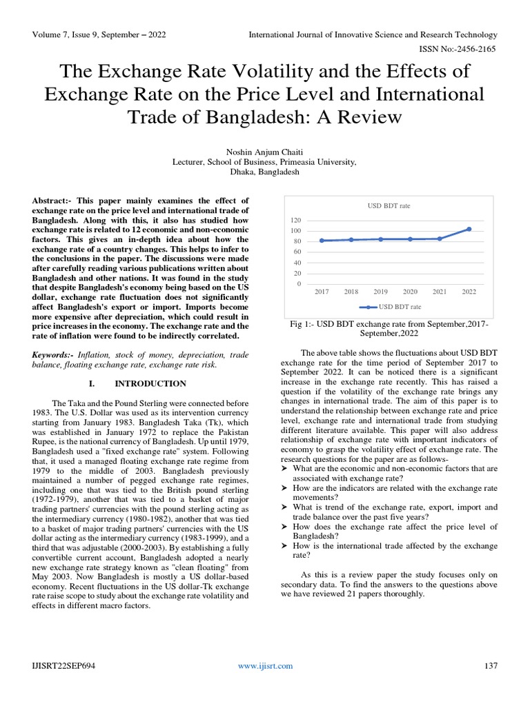 The Exchange Rate Volatility and The Effects of Exchange Rate On The ...