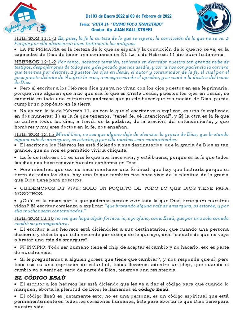 Iglesia en El Hogar Desde El 03-01-22 Al 09-01-22 | PDF | Fe | Cristo ...