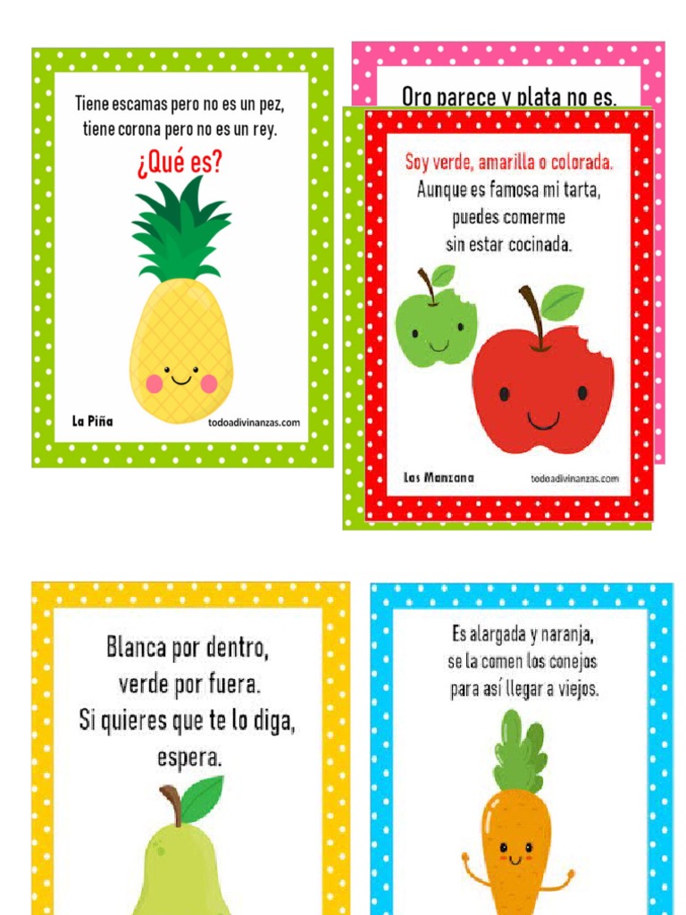 Adivinanzas de Frutas y Verduras | PDF