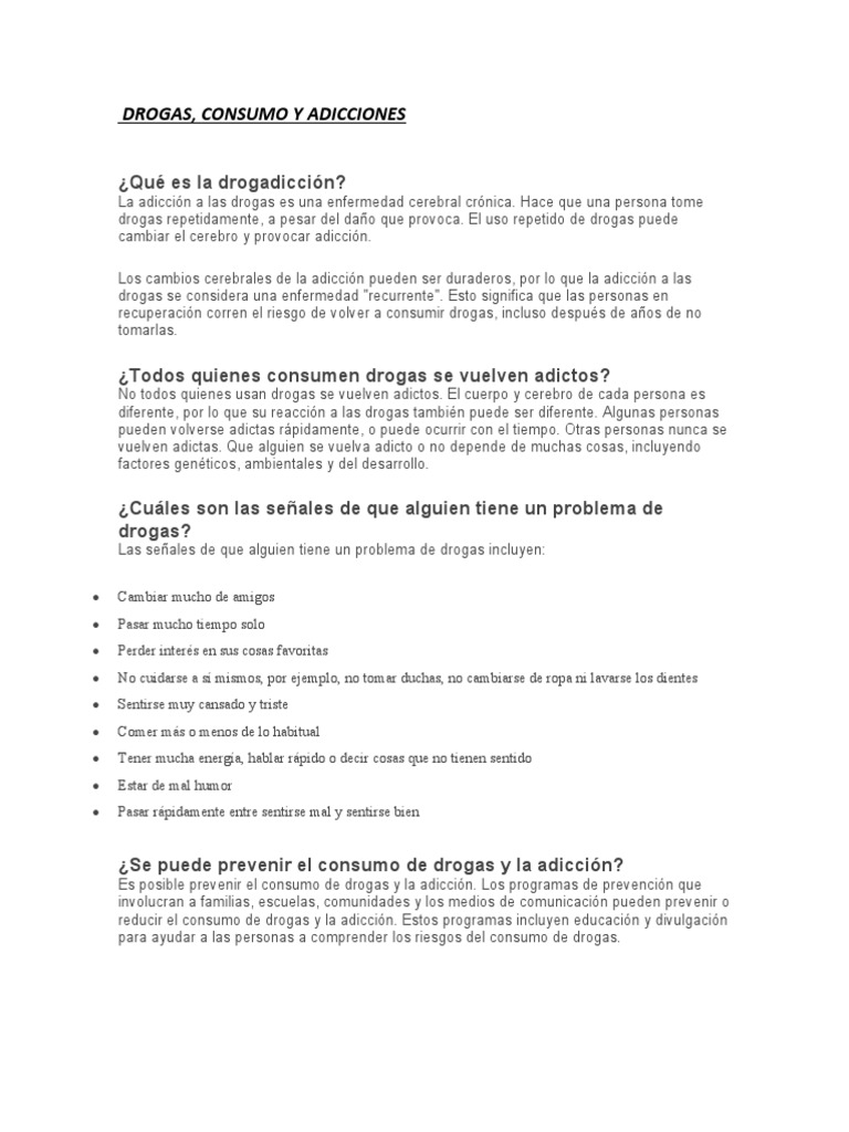 Drogas Consumo y Adicciones | PDF | La dependencia de sustancias | Drogas