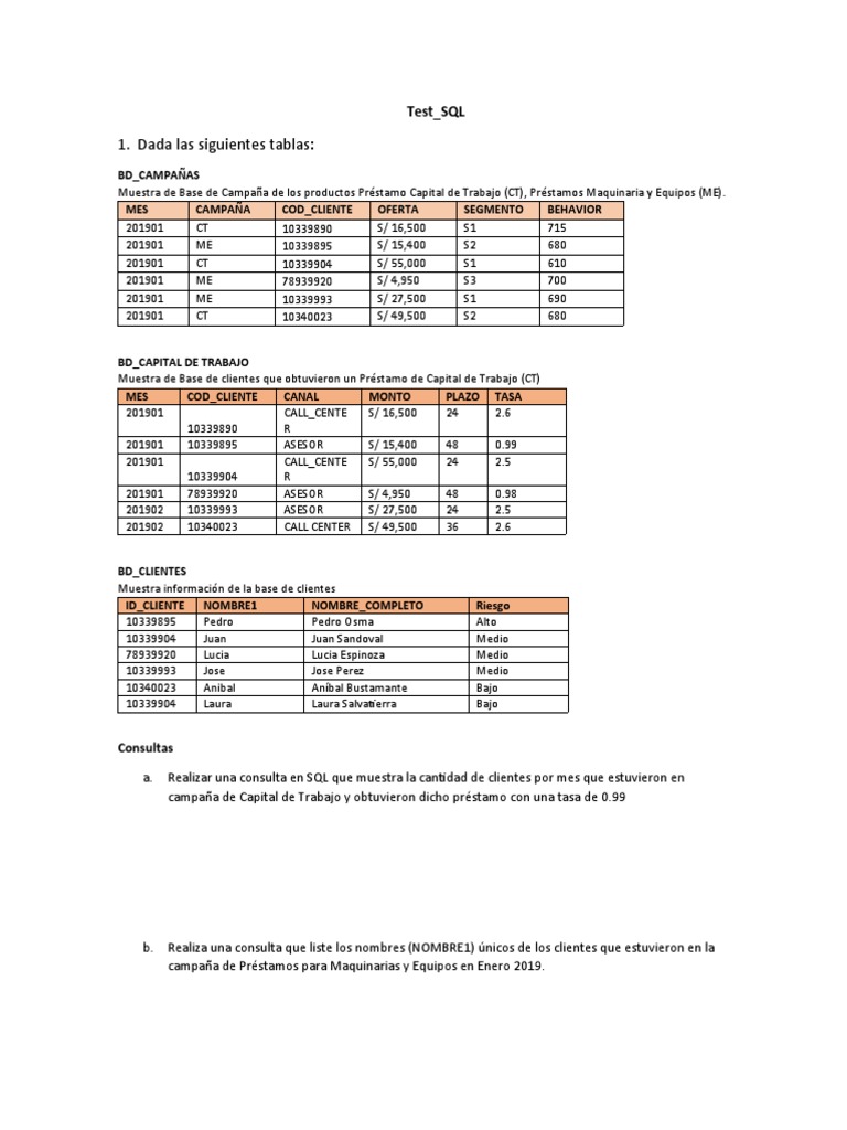 Test Sql 0306 Pdf Tecnologías De La Información Datos 