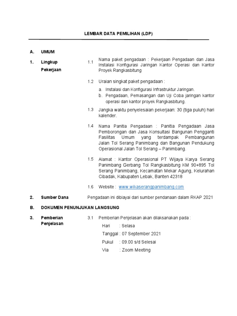 Lembar Data Pemilihan | PDF