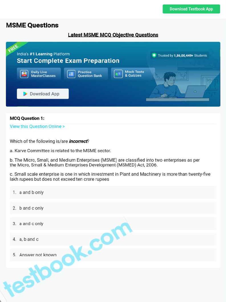 MCQ On Msme 5eea6a1239140f30f369ec47 | PDF