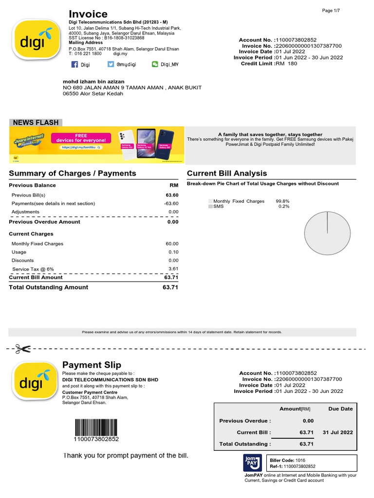 Digi Bill 13073877000.6657740729841747 | PDF | Cheque | Credit Card