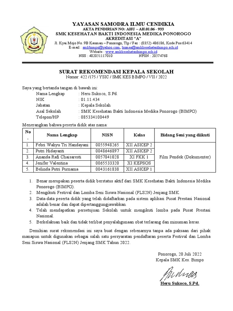 Surat Rekom KS | PDF