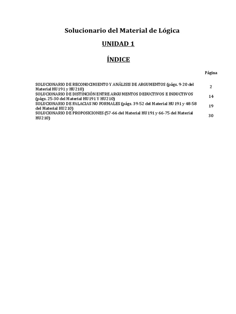 Solucionario de La Unidad 1 Del Material de Lógica HU210 | PDF ...