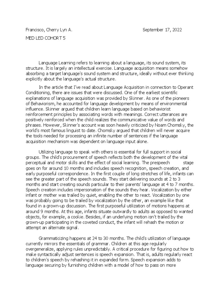 Language Acquisition Theory Pdf Language Acquisition Language