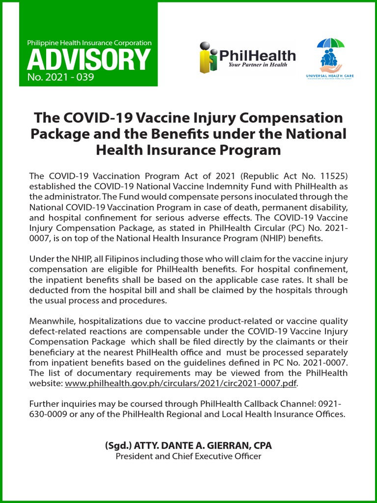 Philhealth Package Benefit Adv2021-039 | PDF | Social Science