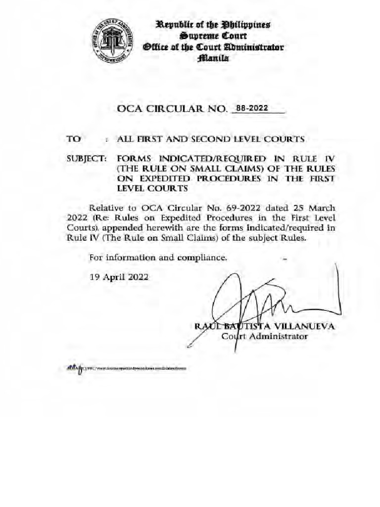 OCA Circular No. 88 2022 - Compressed | PDF | Lawsuit | Public Law